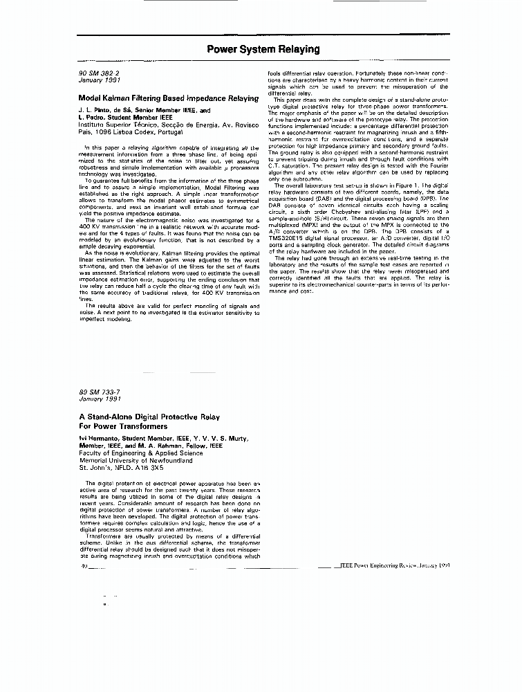 A Stand Alone Digital Protective Relay For Power Transformers Ieee Journals And Magazine Ieee