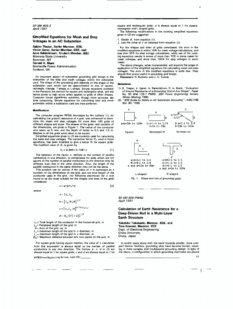 Simplified equations for mesh and step voltages in an AC sub | IEEE ...