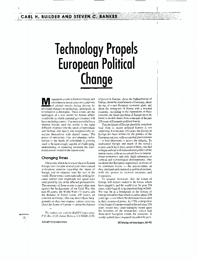 Technology Propels European Political Change | IEEE Journals & Magazine ...