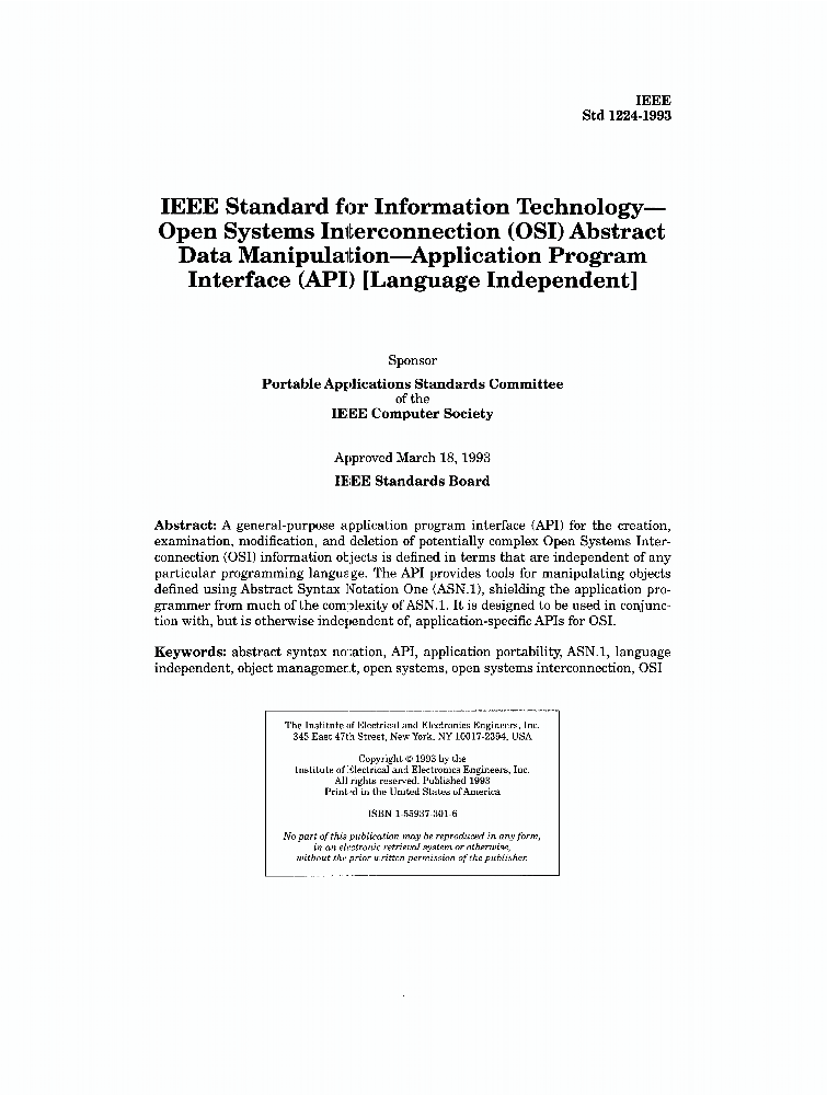 1224-1993 - OSI Abstract Data Manipulation-API | IEEE Standard | IEEE Xplore