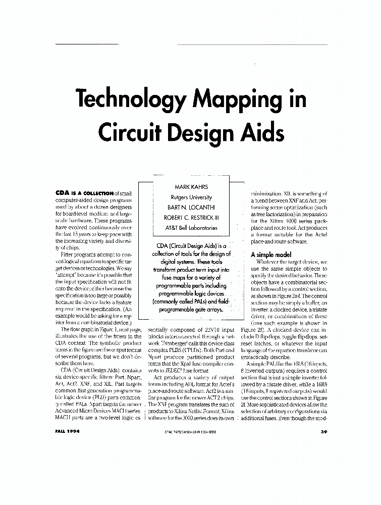 Technology mapping in circuit design aids | IEEE Journals & Magazine ...