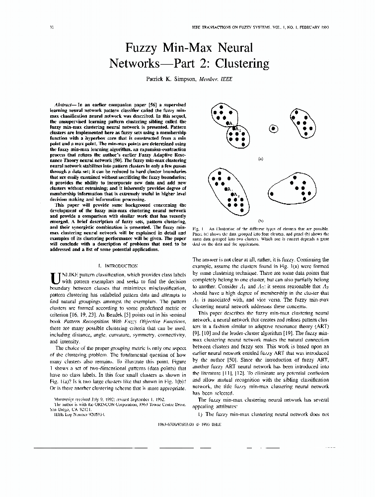 Fuzzy min-max neural networks - Part 2: Clustering | IEEE Journals & Magazine | IEEE Xplore
