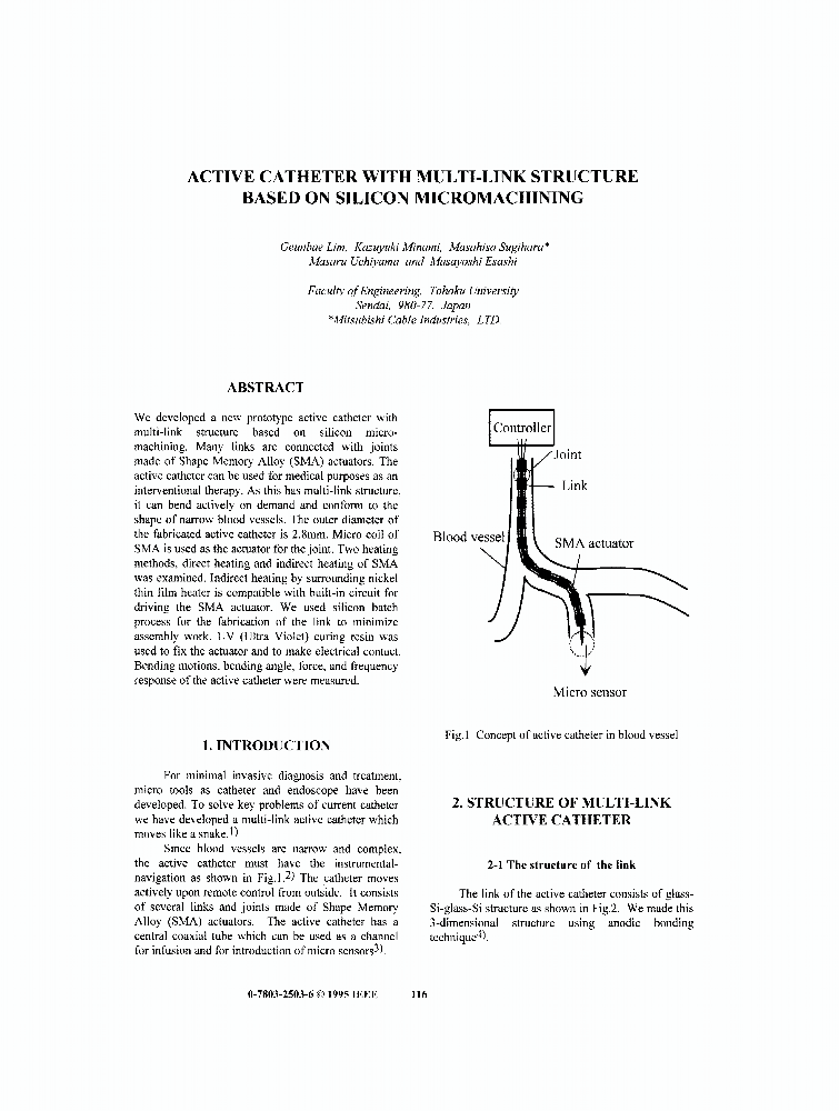 Active catheter with multi-link structure based on silicon ...