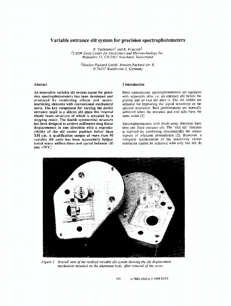 Variable entrance slit system for precision spectrophotometers | IEEE ...