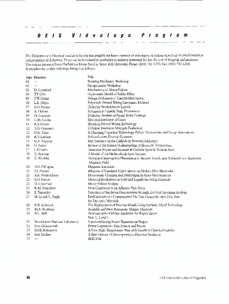 DEIS Videotape Program | IEEE Journals & Magazine | IEEE Xplore