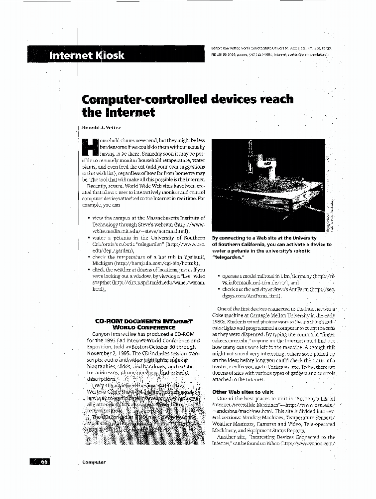 Internet Kiosk- Computer-Controlled Devices Reach the Internet | IEEE ...
