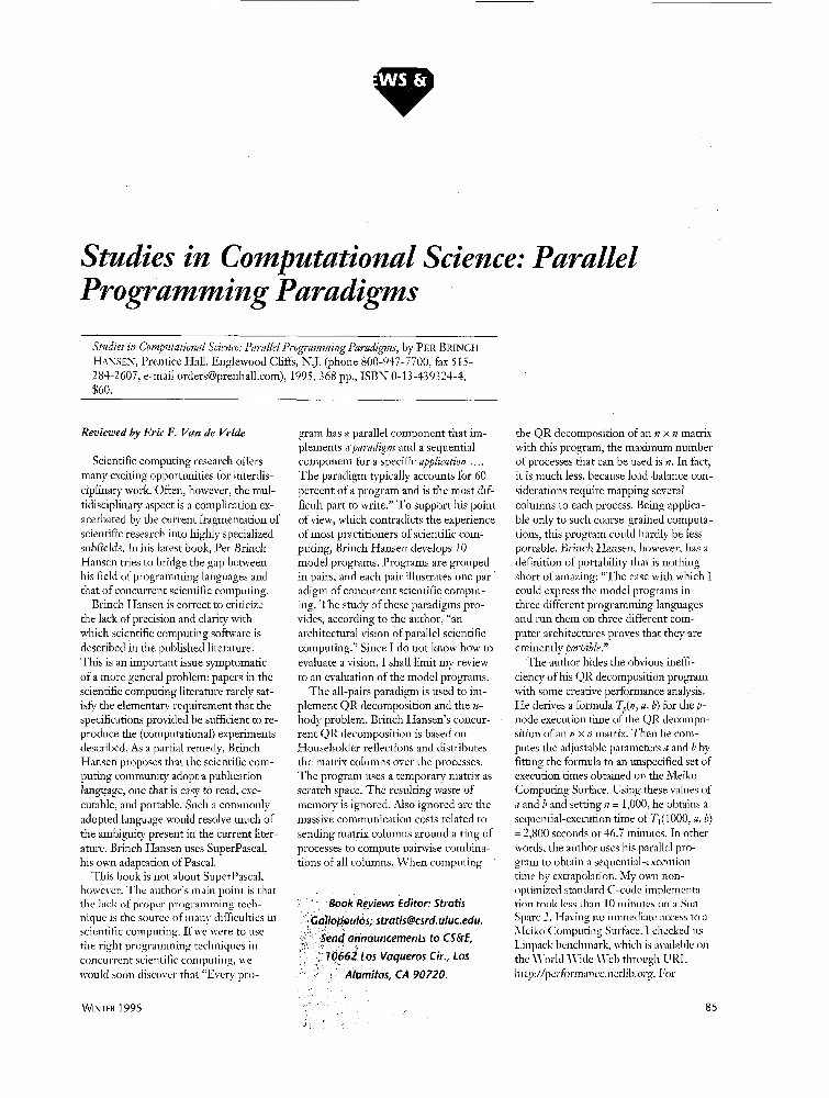Studies in Computational Science: Parallel Programming Paradigms, Book ...