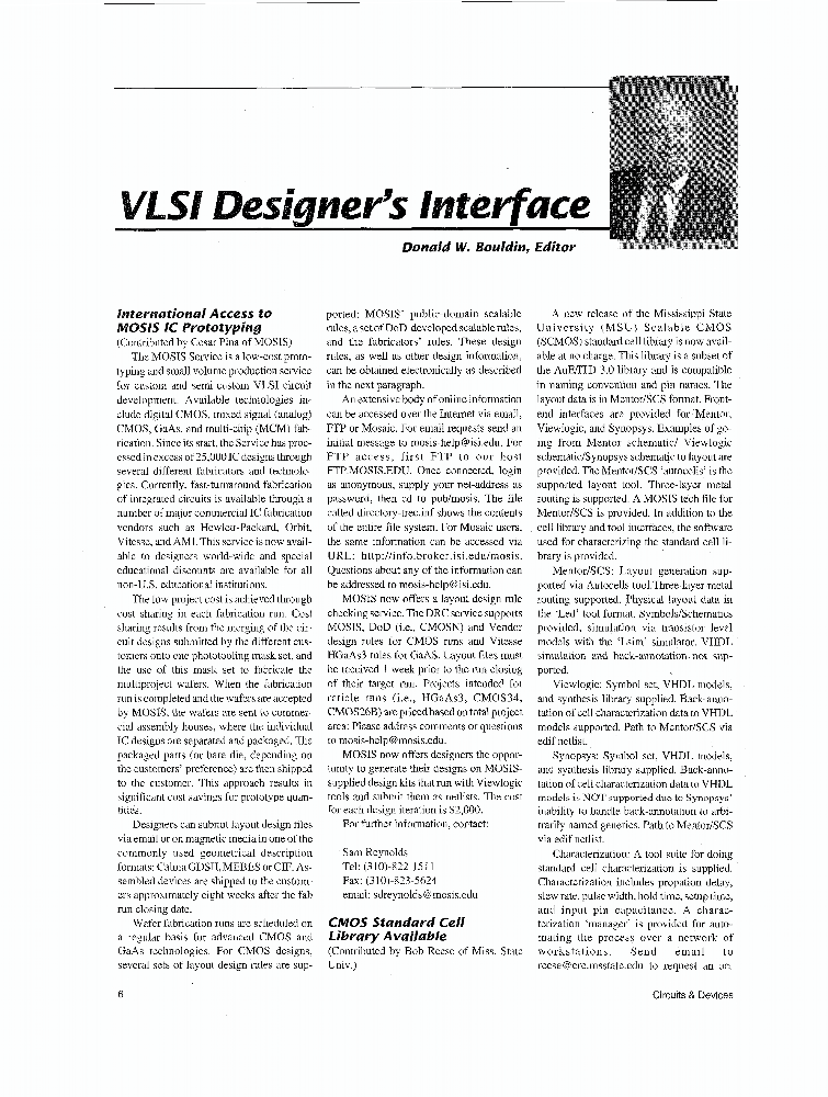 VSLI Designer's Interface | IEEE Journals & Magazine | IEEE Xplore