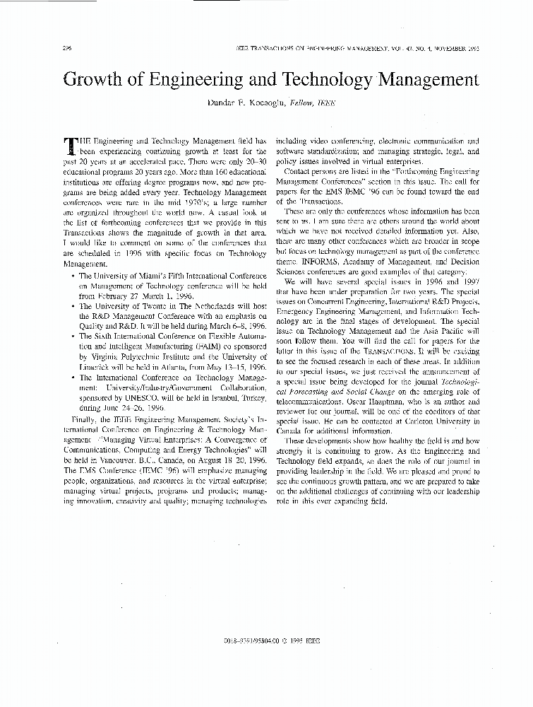 Growth of Engineering and Technology Management | IEEE Journals ...