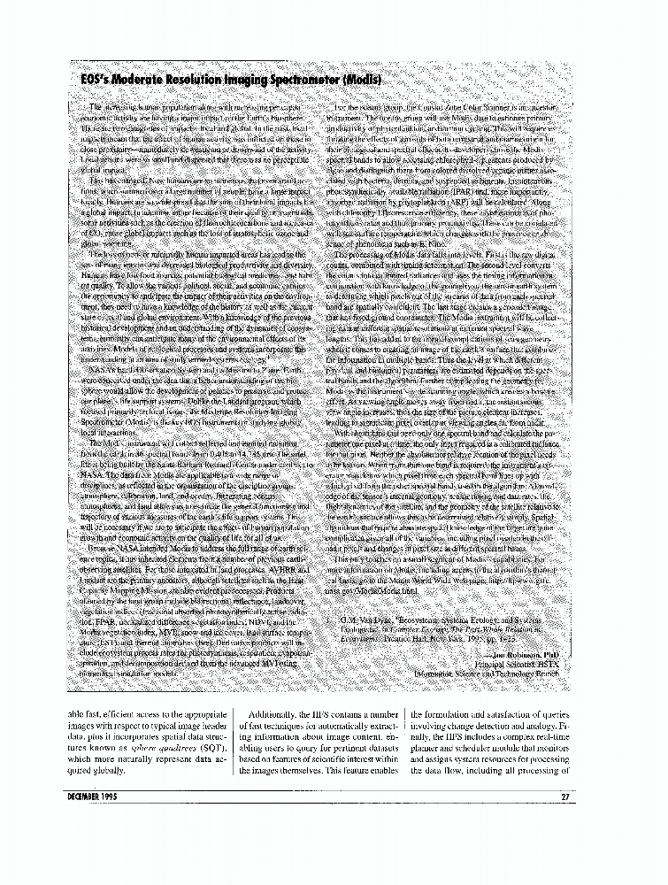 EOS's Moderate Resolution Imaging Spectrometer (MODIS) | IEEE Journals ...