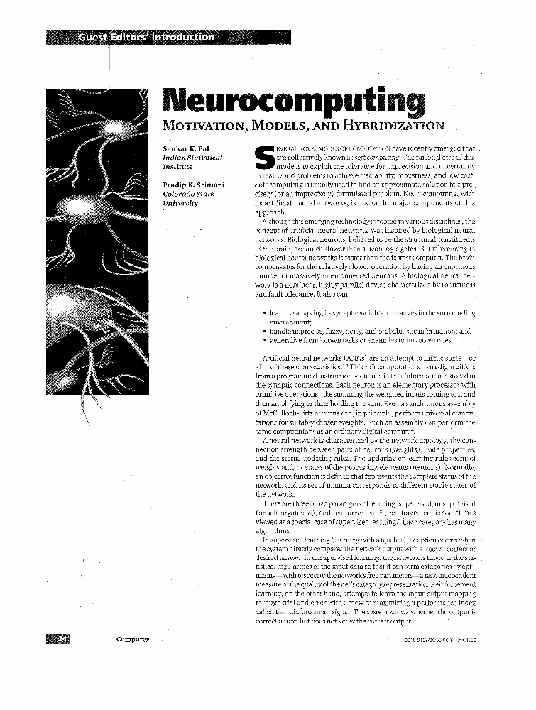 Neurocomputing motivation, models, and hybridization | IEEE Journals ...