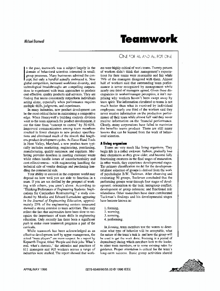 Teamwork | IEEE Journals & Magazine | IEEE Xplore