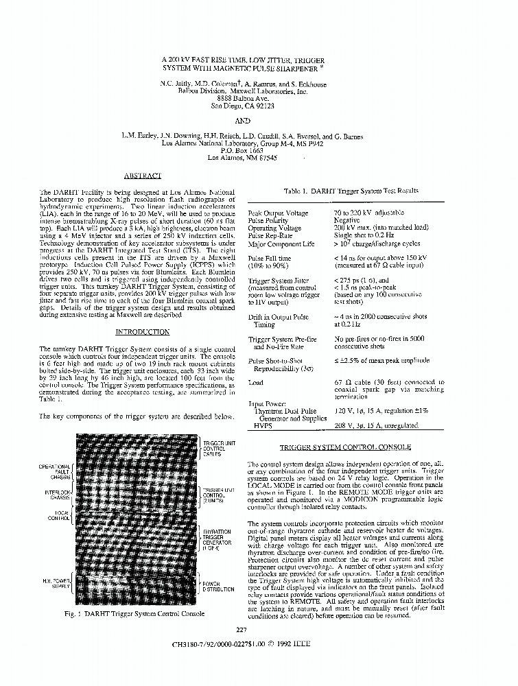 A 200 kV FAST RISE TIME, LOW JITTER, TRIGGER SYSTEM WITH MAGNETIC PULSE ...
