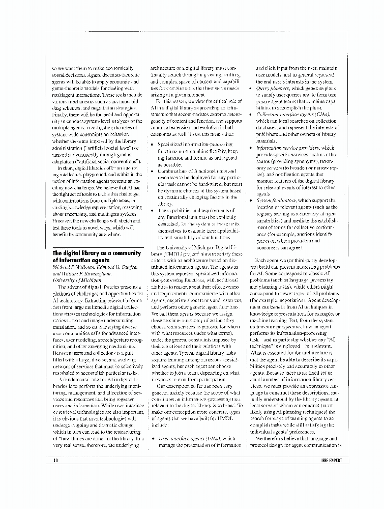 The digital library as a community of information agents | IEEE ...