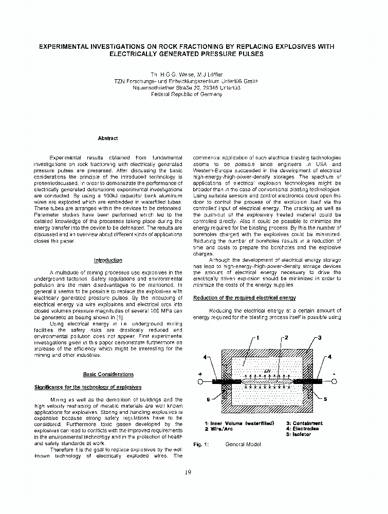 Experimental investigations on rock fractioning by replacing explosives ...