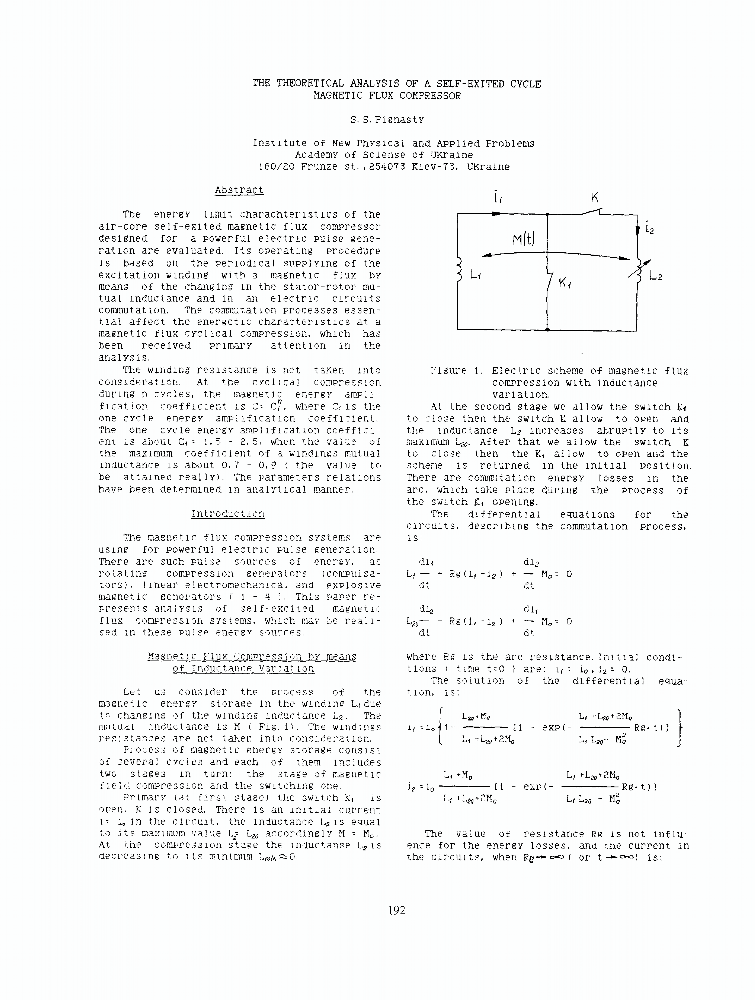 THE THEORETICAL ANALYSIS OF A SELF-EXITED CYCLE MAGNETIC FLUX ...