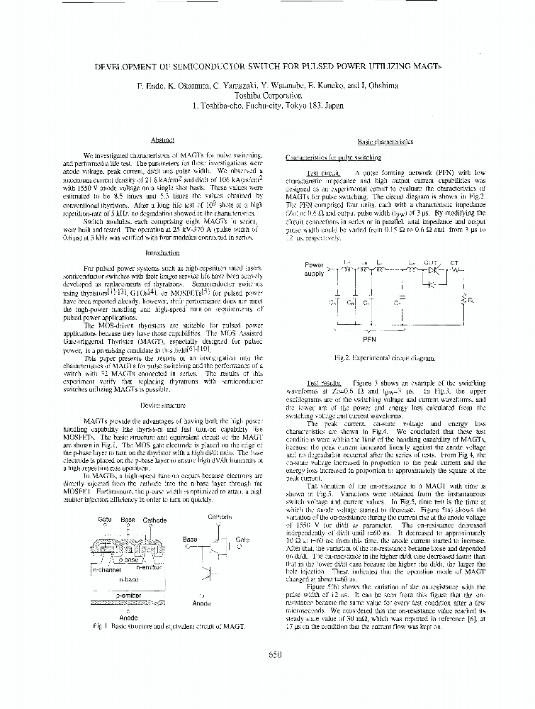 DEVELOPMENT OF SEMICONDUCTOR SWITCH FOR PULSED POWER UTILIZING MAGTs ...