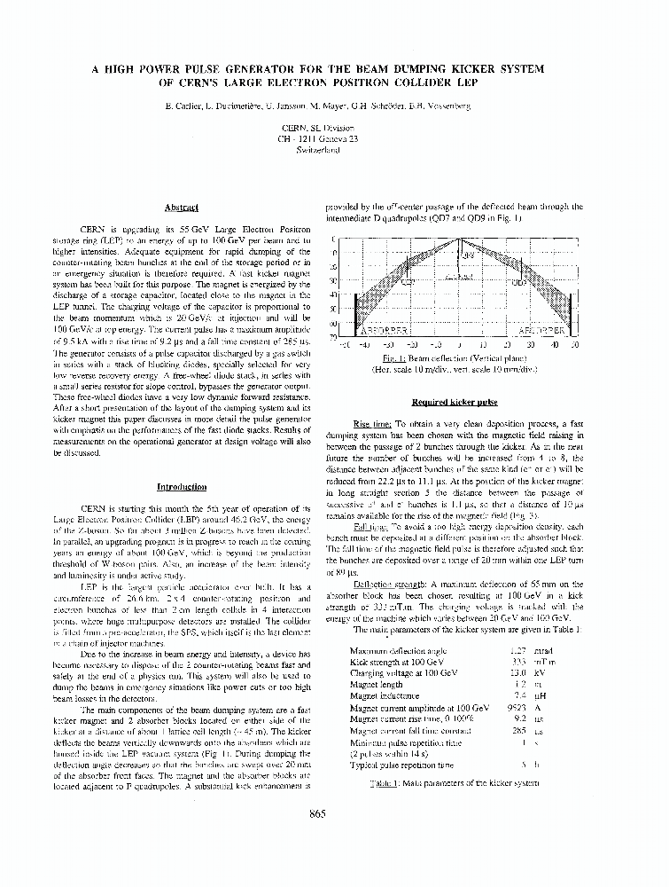 A high power pulse generator for the beam dumping kicker system of cern ...