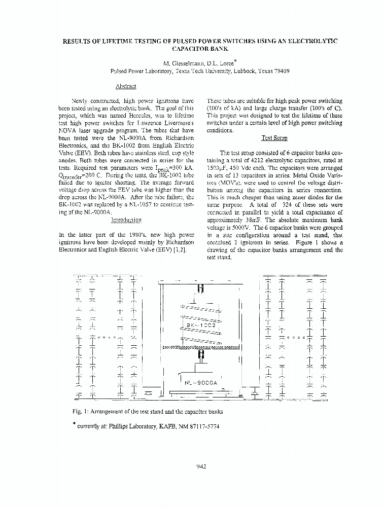 RESULTS OF LIFETIME TESTING OF PULSED POWER SWITCHES USING AN ...