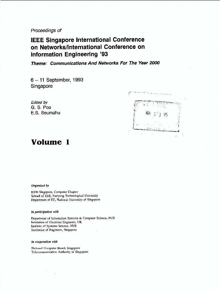 Proceedings of IEEE Singapore International Conference on Networks ...