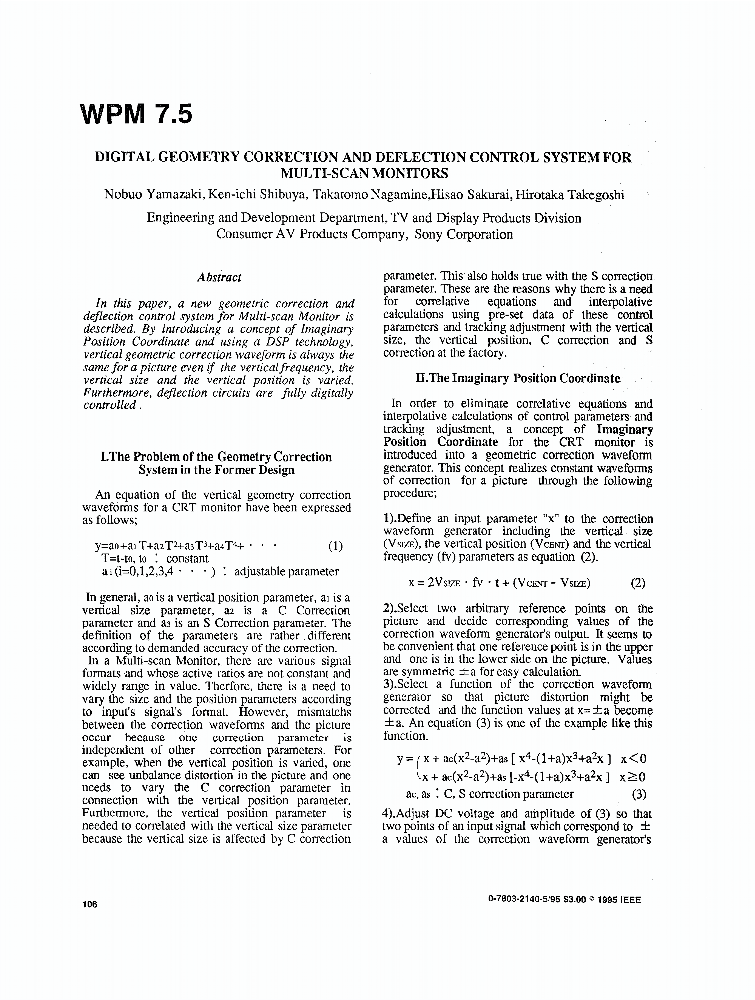 DIGITAL GEOMETRY CORRECTION AND DEFLECTION CONTROL SYSTEM FOR MULTI ...