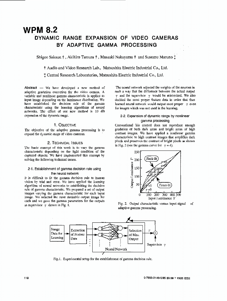 DYNAMIC RANGE EXPANSION OF VIDEO CAMERAS BY ADAPTIVE GAMMA PROCESSING | IEEE Conference ...