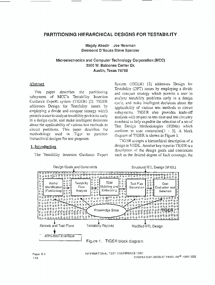 PARTITIONING HIERARCHICAL DESIGNS FOR TESTABILITY | IEEE Conference ...