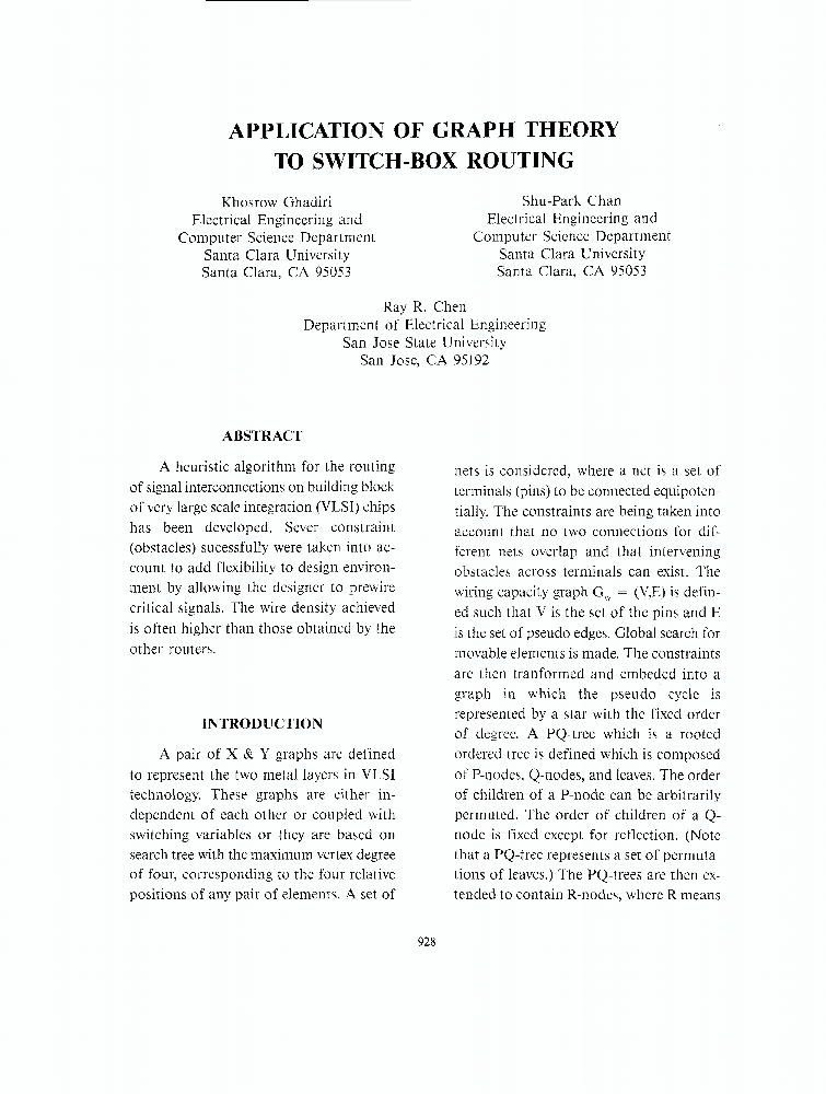 APPLICATION OF GRAPH THEORY TO SWITCH-BOX ROUTING | IEEE Conference ...