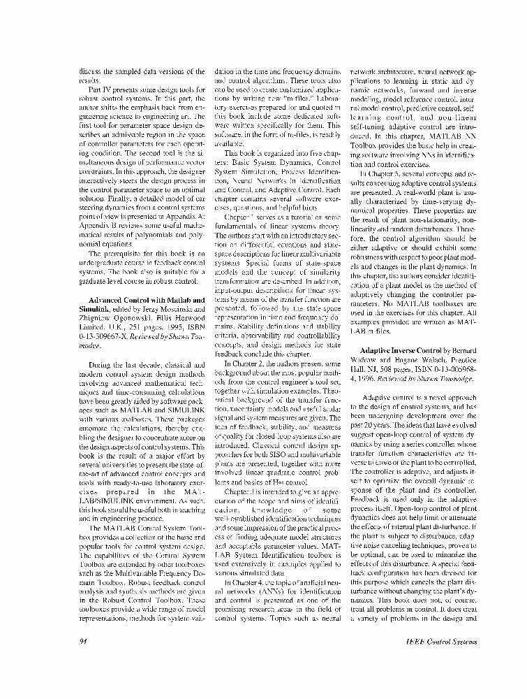 Advanced Control with Matlab and Simulink [Bookshelf] | IEEE Journals ...