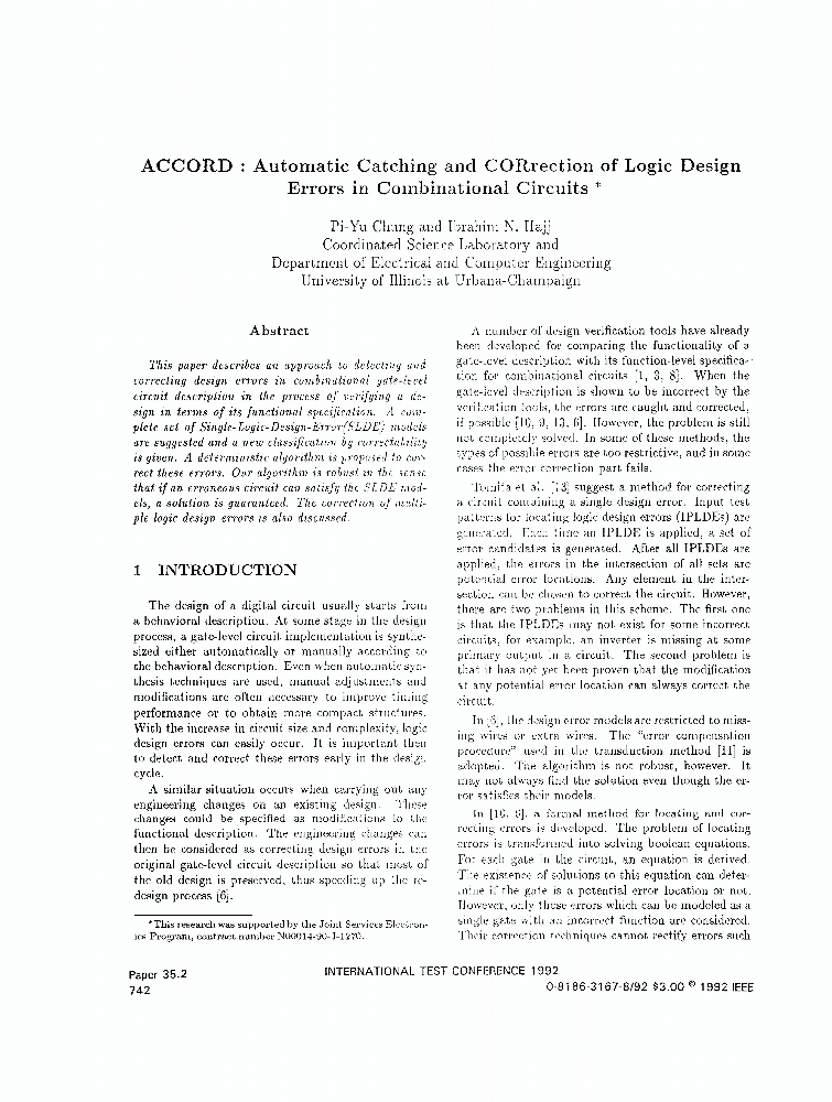 ACCORD : Automatic Catching and Correction of Logic Design Errors in ...