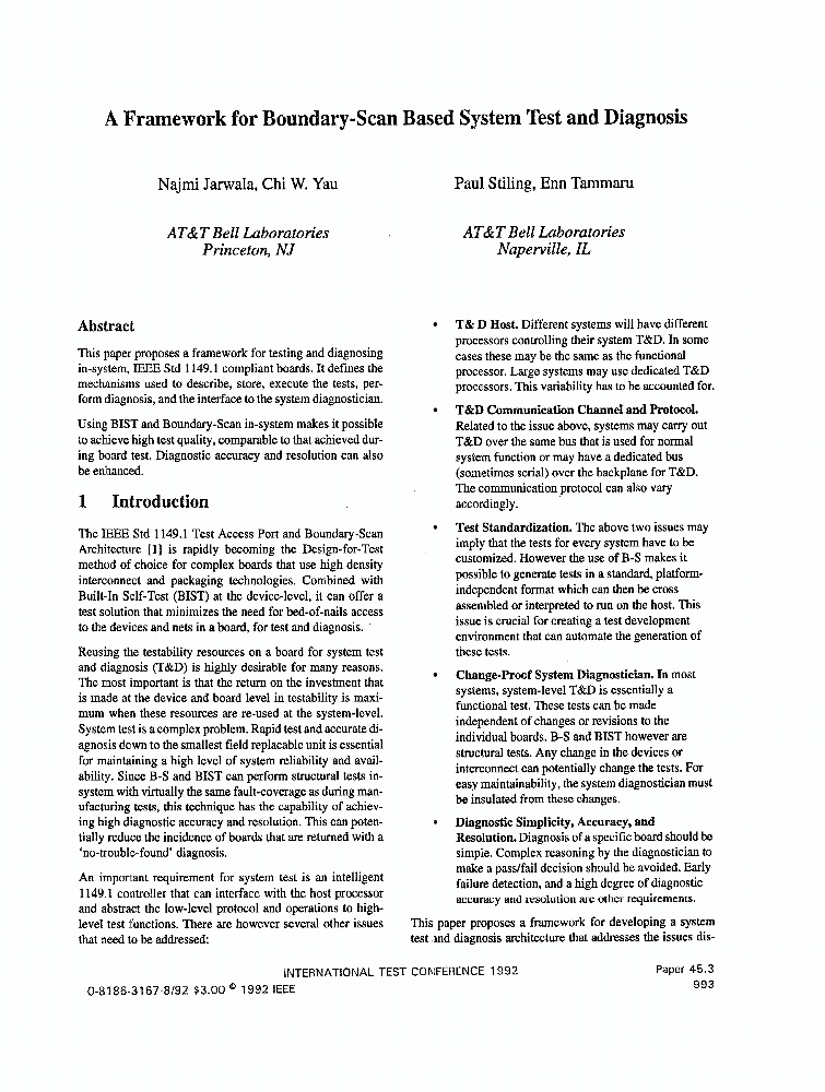 A Framework for Boundary-Scan Based System Test and Diagnosis | IEEE ...