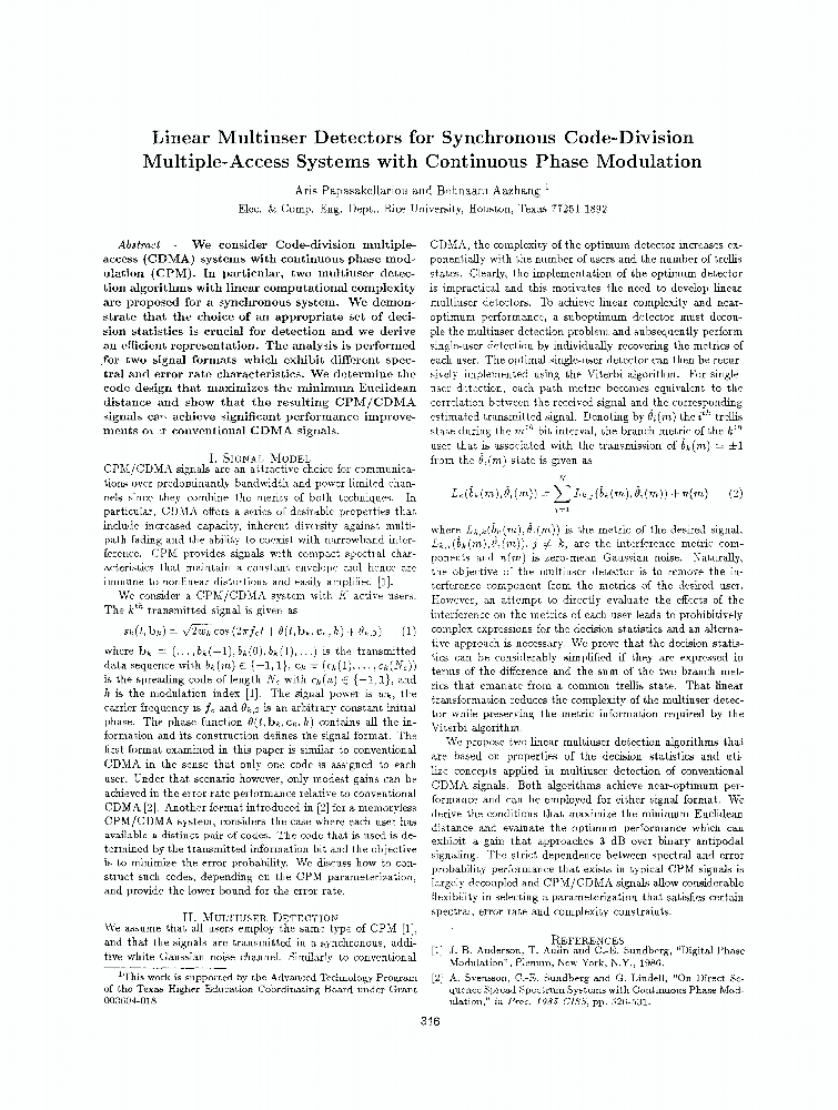 Linear Multiuser Detectors for Synchronous Code-Division Multiple-Access Systems with Continuous ...