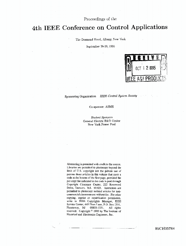 Proceedings of the 4th IEEE Conference on Control Applications | IEEE ...