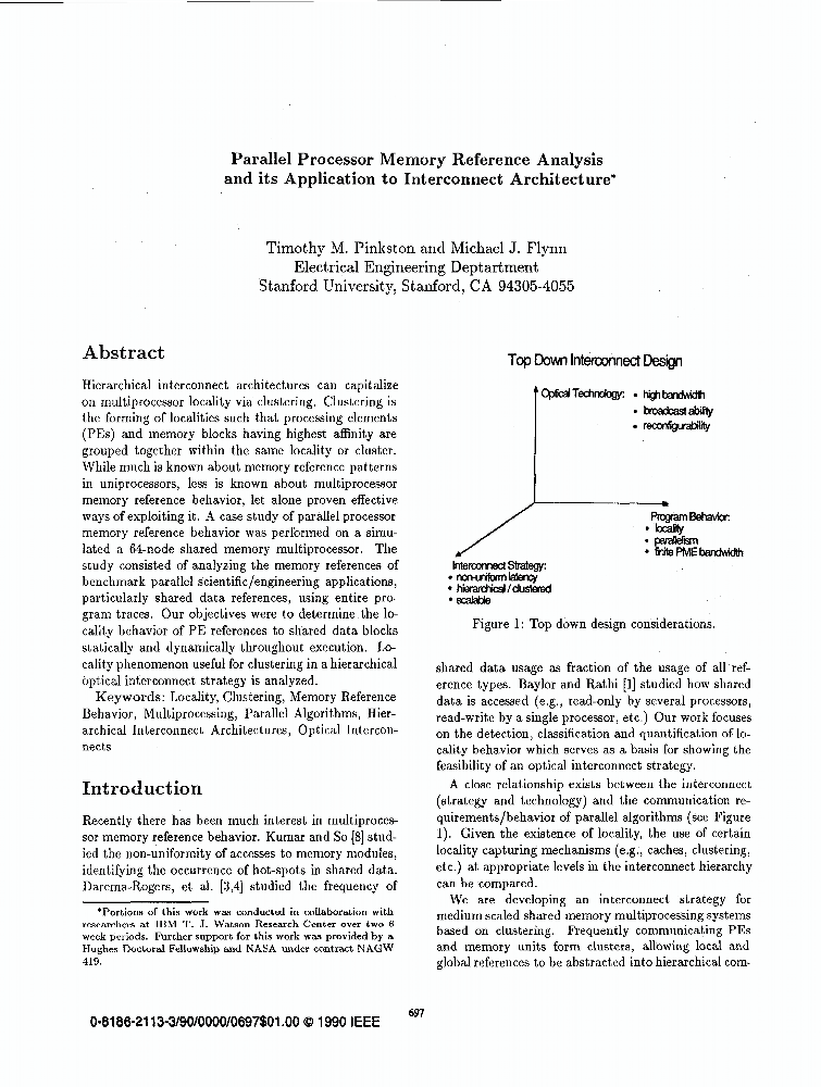 Parallel Processor Memory Reference Analysis And Its Application To Interconnect Architecture