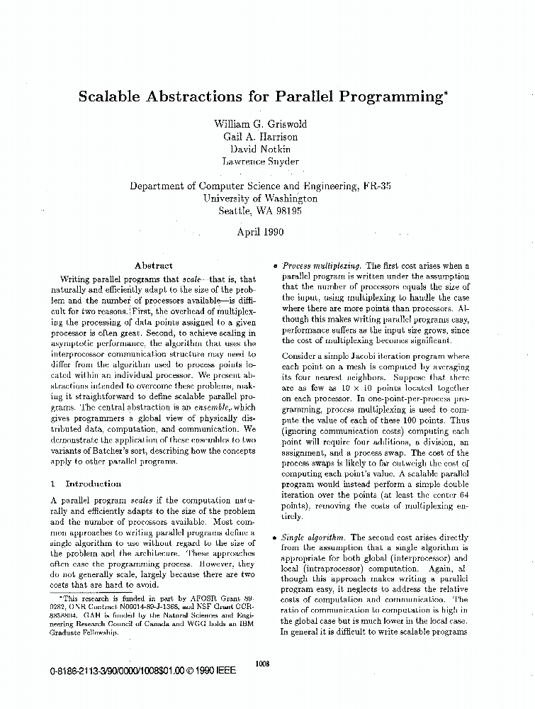 Scalable Abstractions for Parallel Programming | IEEE Conference Publication | IEEE Xplore