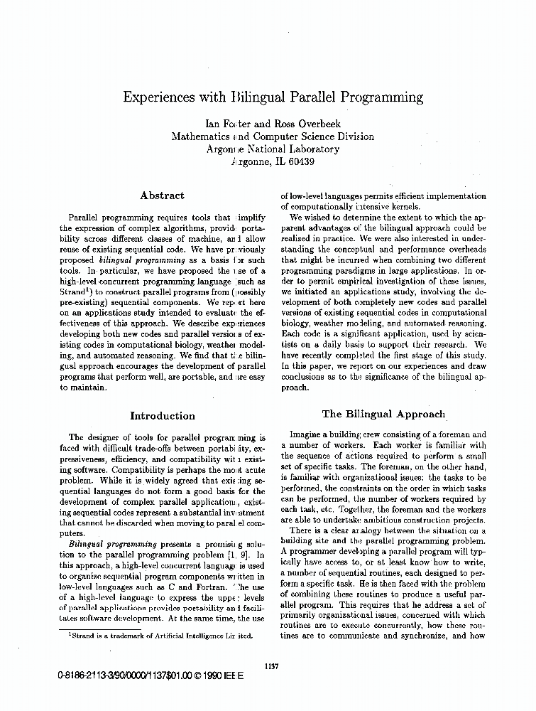 Experiences with Bilingual Parallel Programming | IEEE Conference ...