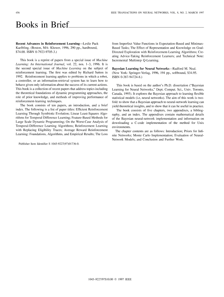 Bayesian Learning for Neural Networks [Books in Brief] | IEEE Journals ...