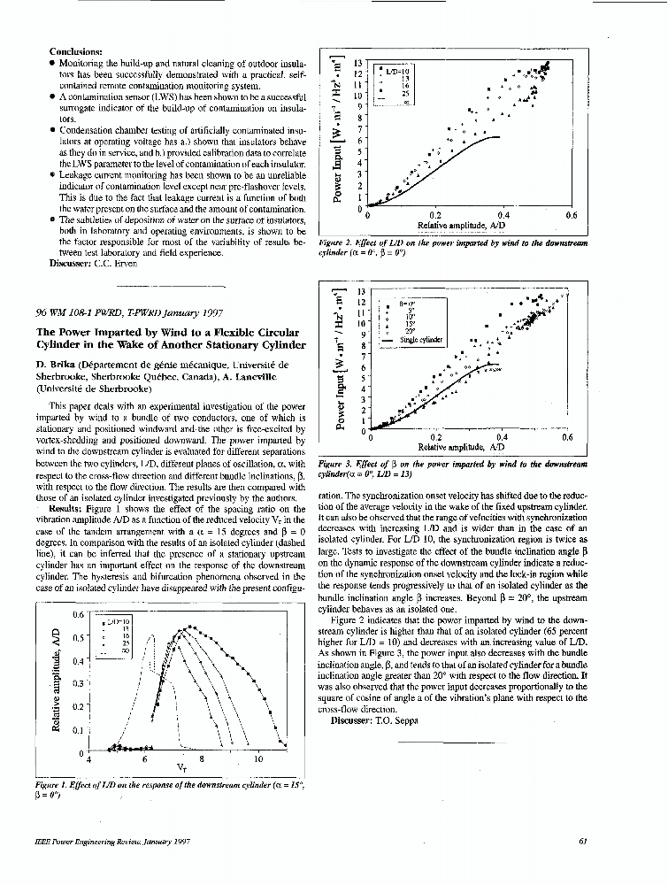 The Power Imparted by Wind to a Flexible Circular Cylinder in the Wake ...