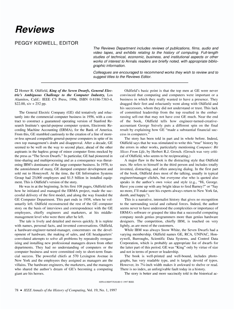 King of the Seven Dwarfs, General Electric's Ambiguous Challenge to the ...