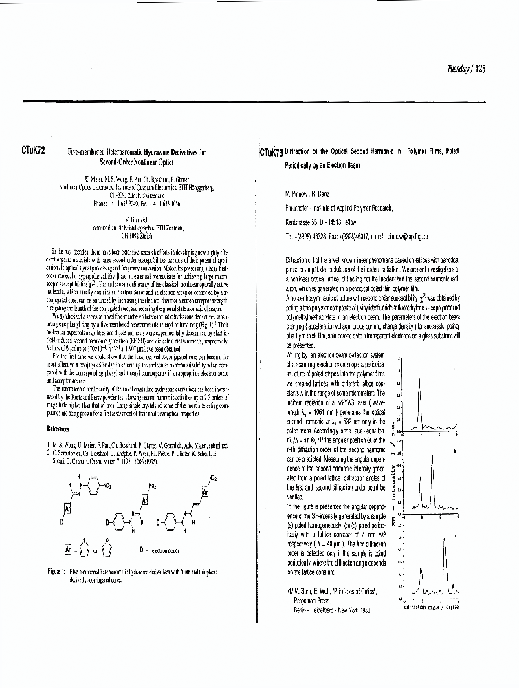 Five-Mernbered Heteroaromatic Hydrazone Derivatives for Second-Order ...