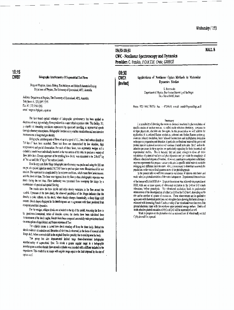 Applications of Nonlinear Optics Methods in Molecular Dynamics Studies ...