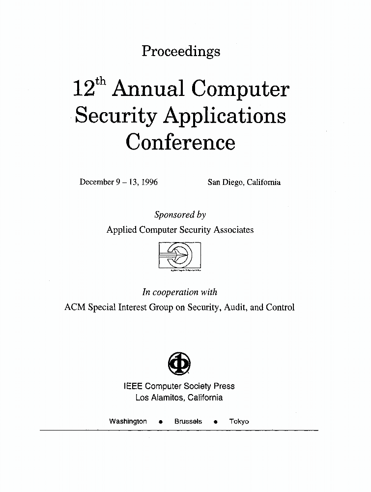 Security Applications Conference [front matter] | IEEE Conference ...