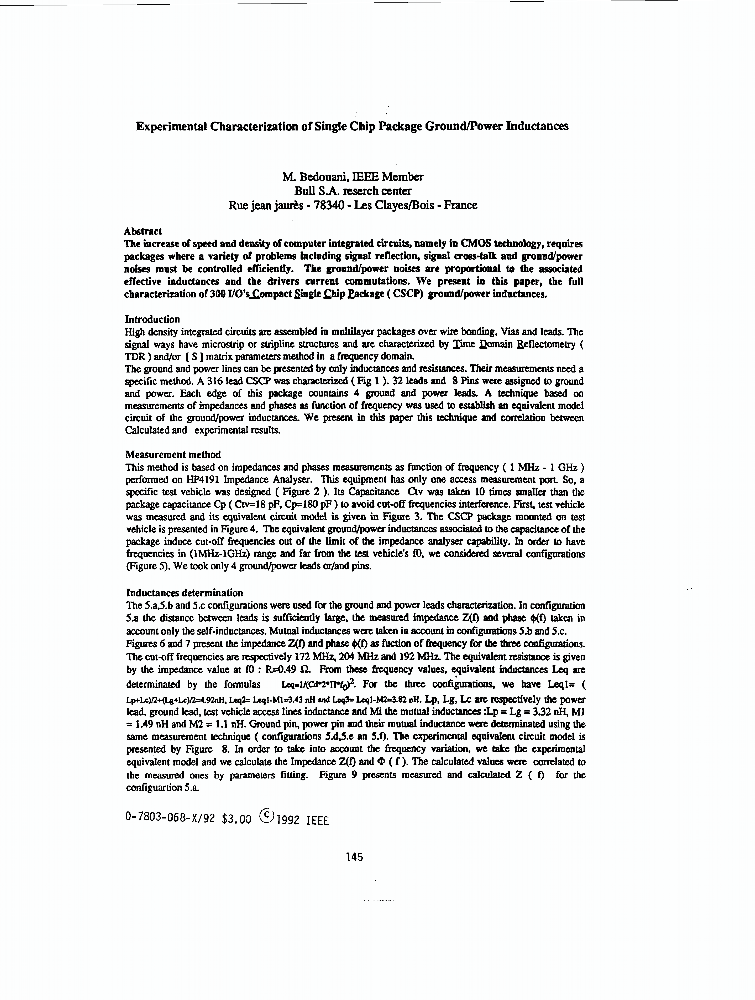 Experimental characterization of single chip package groung/power inductances | IEEE Conference ...
