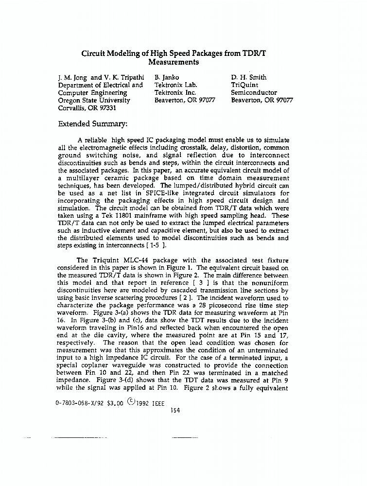 Circuit modeling of high speed packages from TDR/T measurements | IEEE ...
