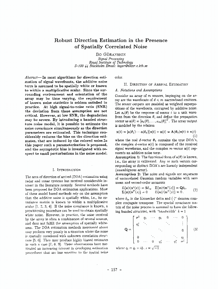 Robust Direction Estimation In The Presence Of Spatially Correlated Noise Ieee Conference