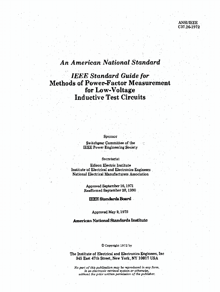 C37.26-1972 - IEEE Standard Guide for Methods of Power-Factor ...