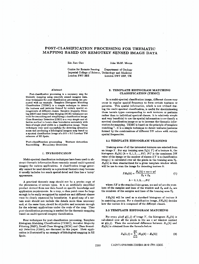 Post-classification Processing For Thematic Mapping Based On Remotely ...