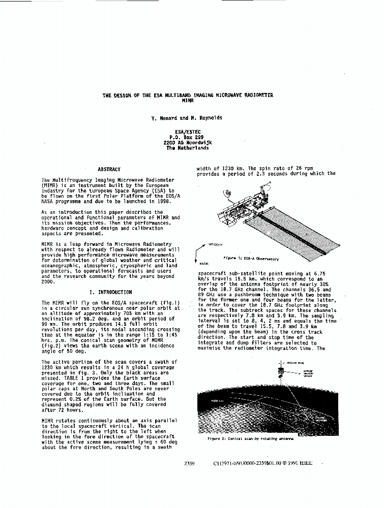 The Design Of The Esa Multiband Imaging Microwave Radiometer Mimr ...