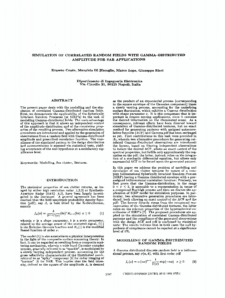 Simulation Of Correlated Random Fields With Gamma-distributed Amplitude For Sar Applications ...