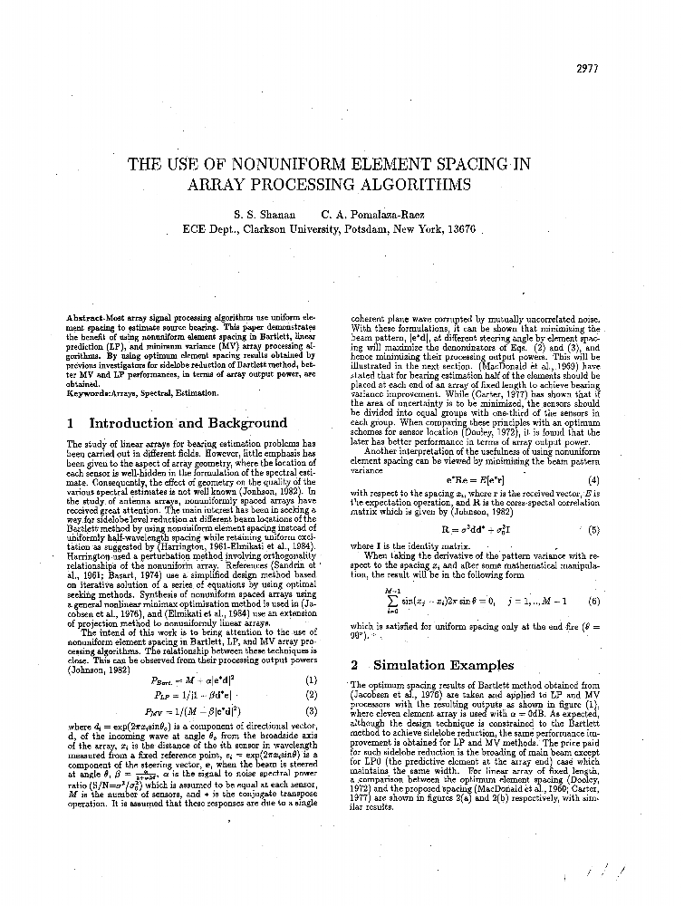 The Use Of Nonuniform Element Spacing In Array Processing Algorithms Ieee Conference